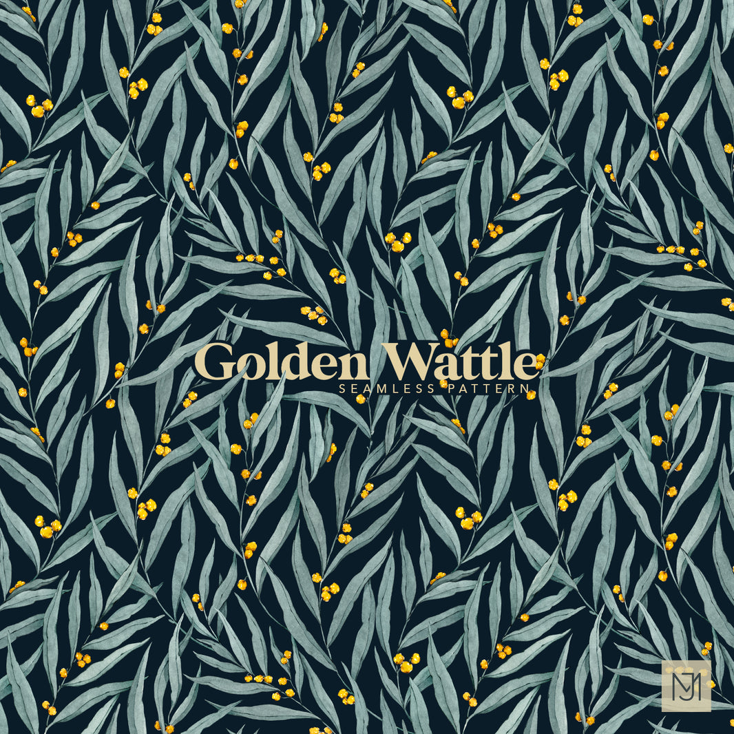 Golden Wattle Leaves Seamless Pattern - 061 – Media Jamshidi