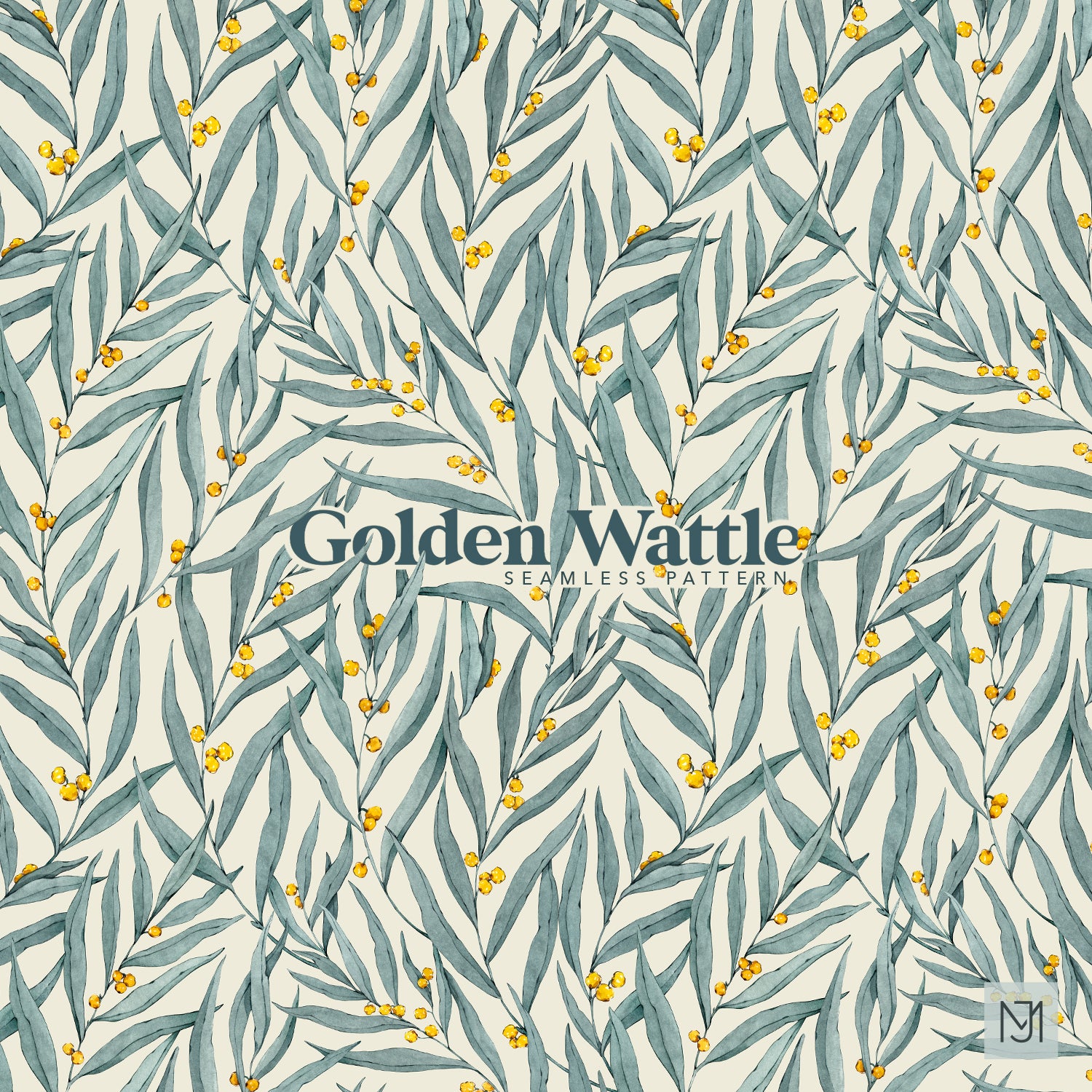 Golden Wattle Leaves Seamless Pattern - 061 – Media Jamshidi