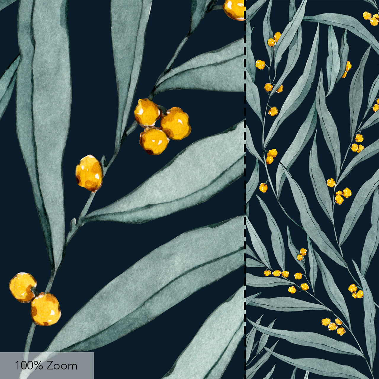 Golden Wattle Leaves Seamless Pattern - 061 – Media Jamshidi