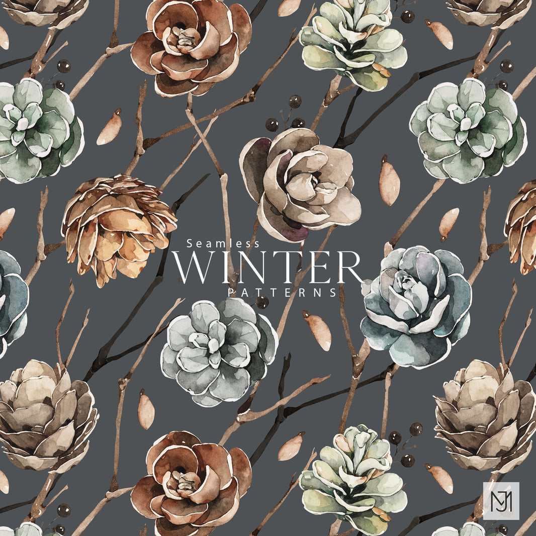 Winter Pine Cones Seamless Pattern - 044 – Media Jamshidi